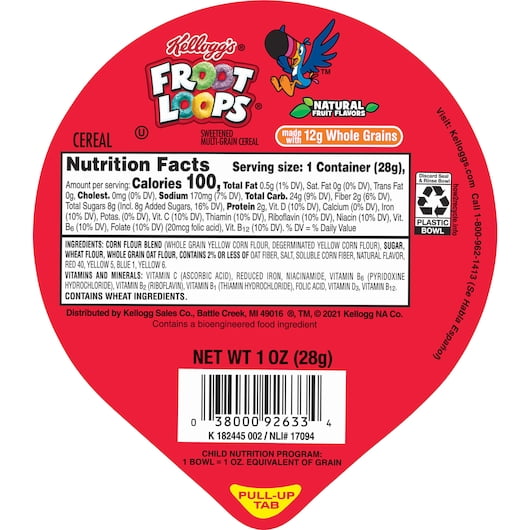 Kellogg’s® Froot Loops® Natural Fruit Flavors Sweetened Multi-Grain ...