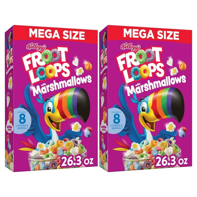 2 Pack Kelloggs Froot Loops Breakfast Cereal Original With