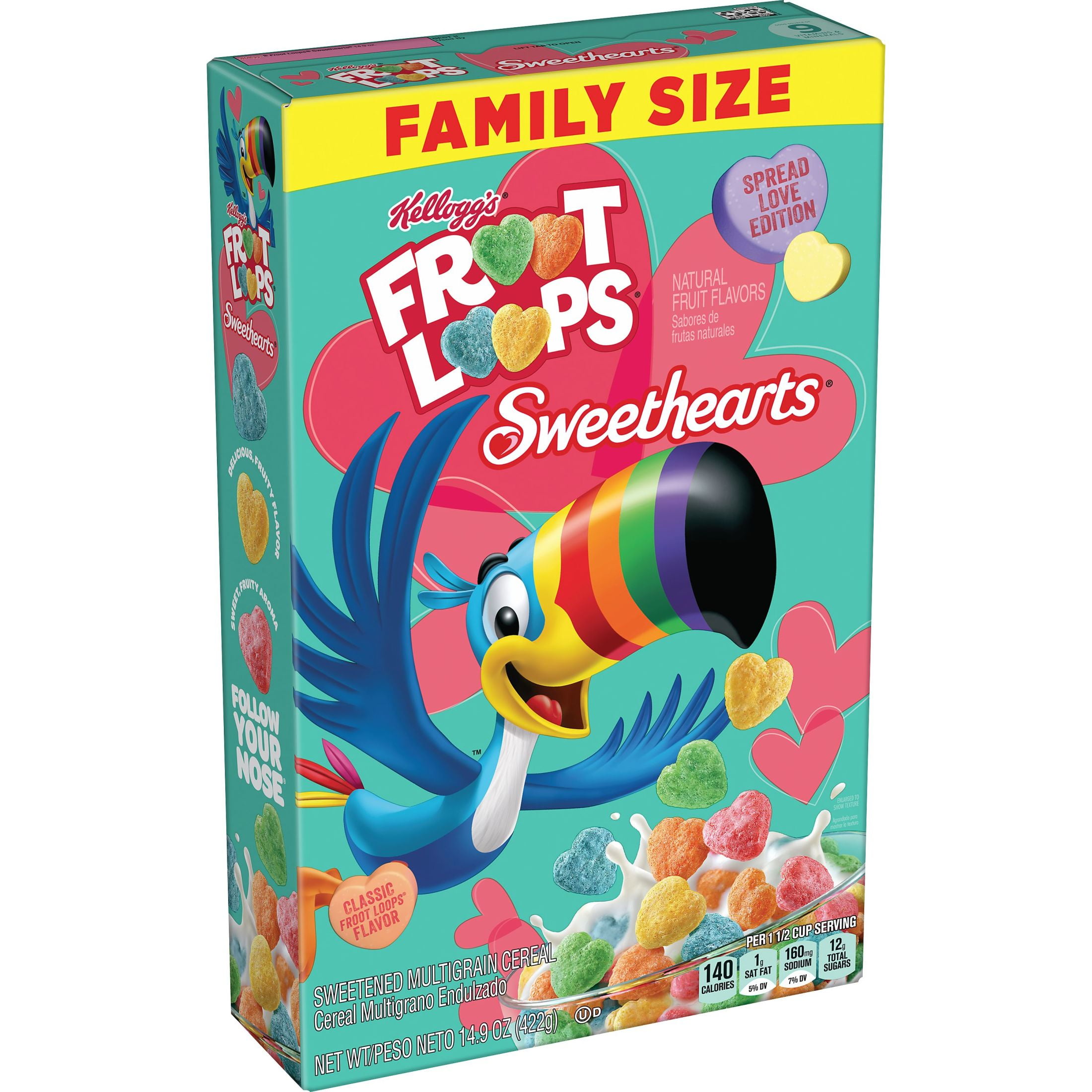 Kellogg's Froot Loops Sweethearts Breakfast Cereal, Fruit Flavored ...