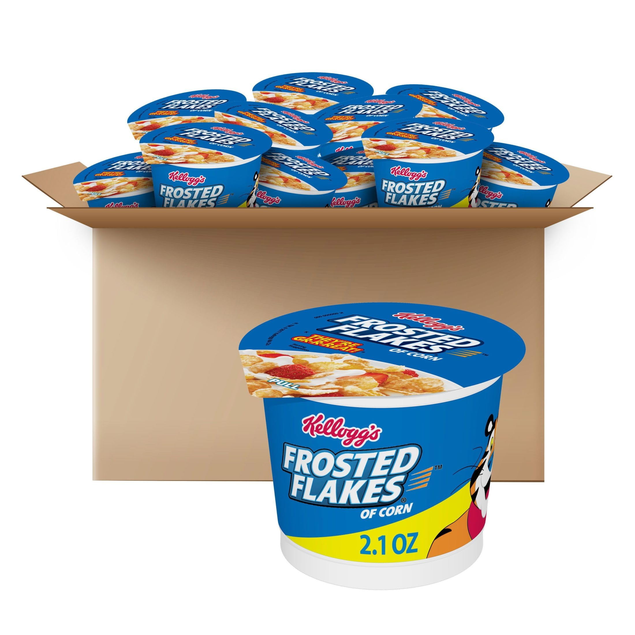 Kellogg's Frosted Flakes Breakfast RRF12 Cereal Cups, 8 Vitamins and ...