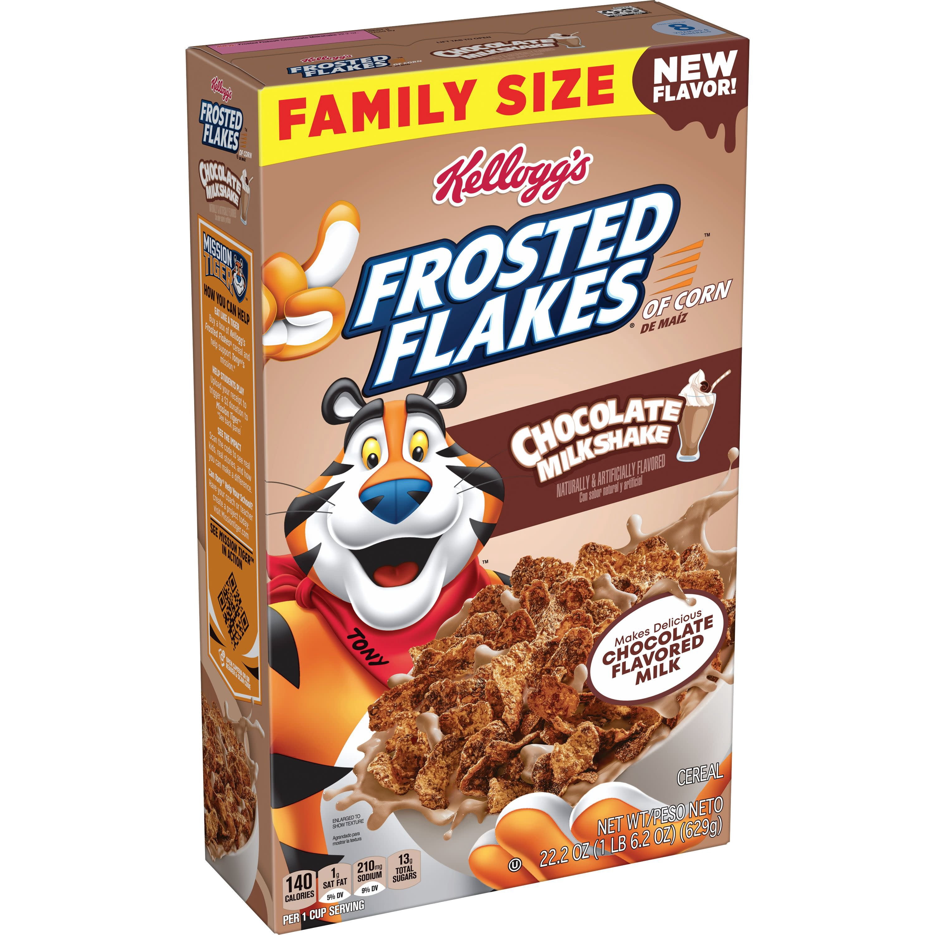 Kellogg's Frosted Flakes Chocolate Milkshake Family Size, 22.2 oz ...