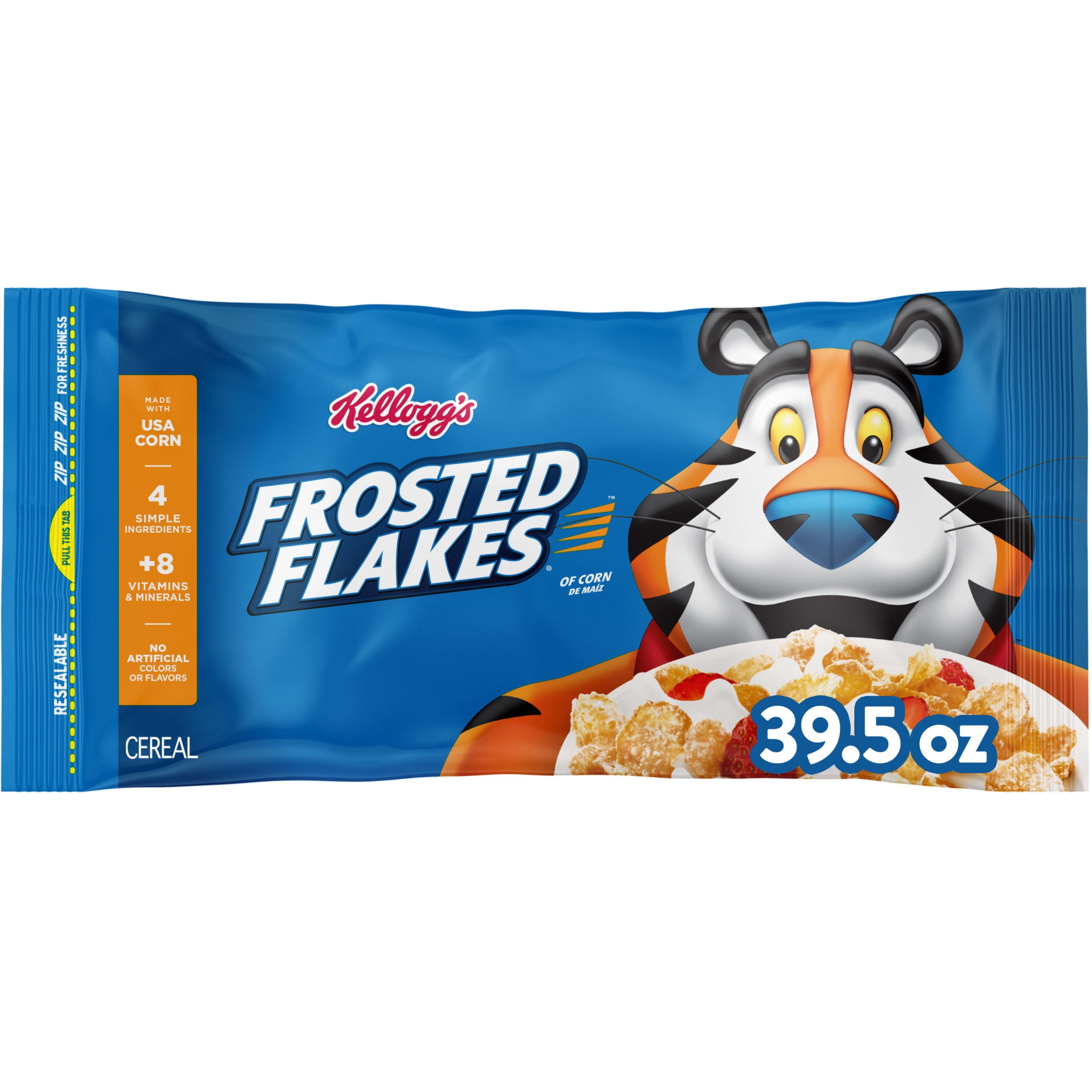 Frosted Flakes Breakfast Cereal 39.5oz with 8 Vitamins and Minerals ...