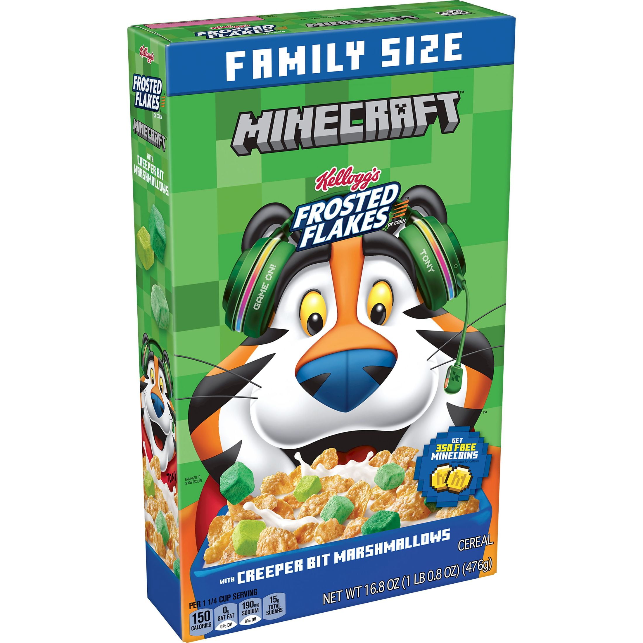 Kellogg's Frosted Flakes Original Cereal with Minecraft Creeper Bit ...