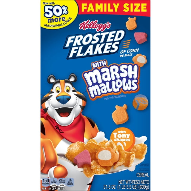 Kellogg's Frosted Flakes Original with Marshmallows Cold Breakfast ...