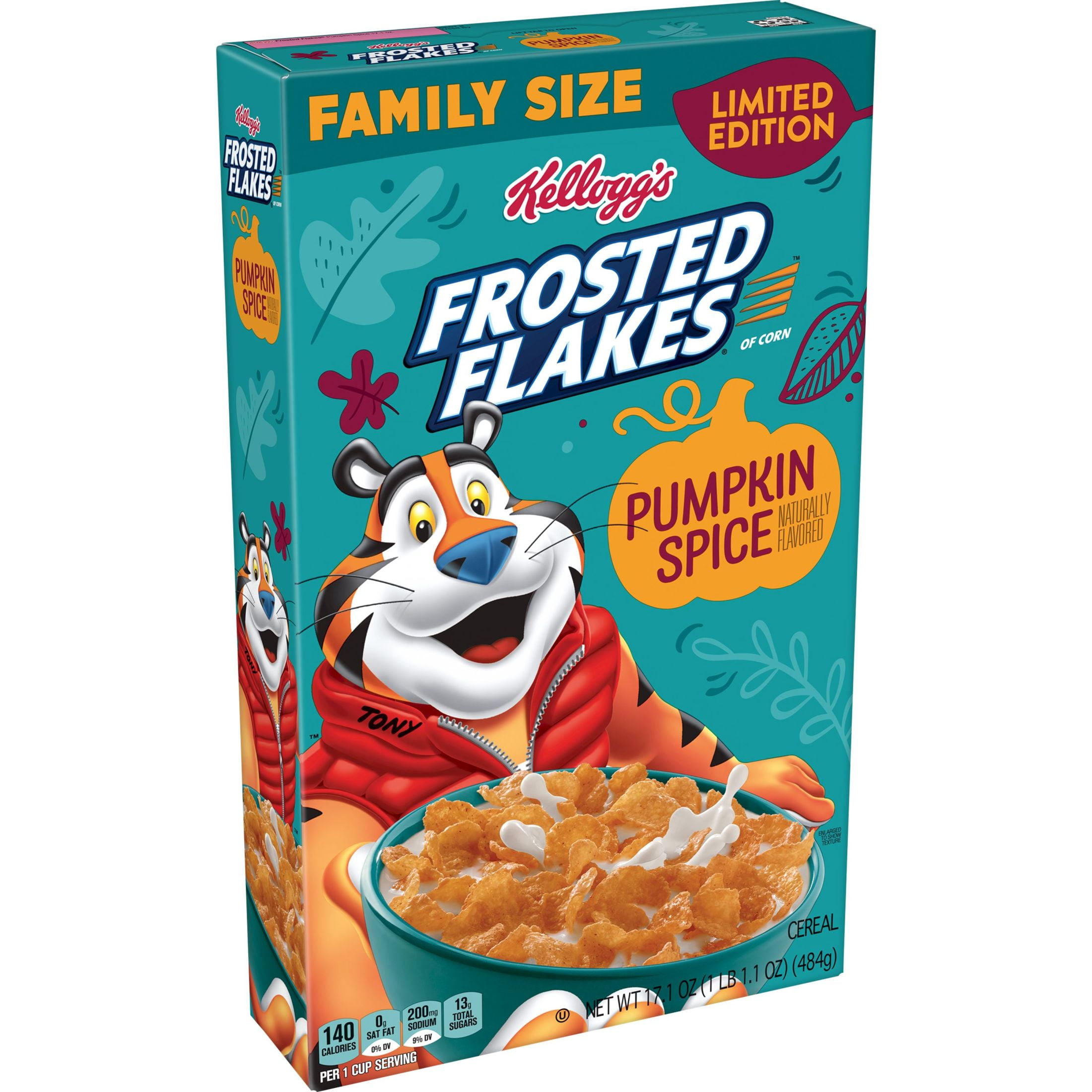 Kellogg's Frosted Flakes Pumpkin Spice Cold Breakfast Cereal, Family ...