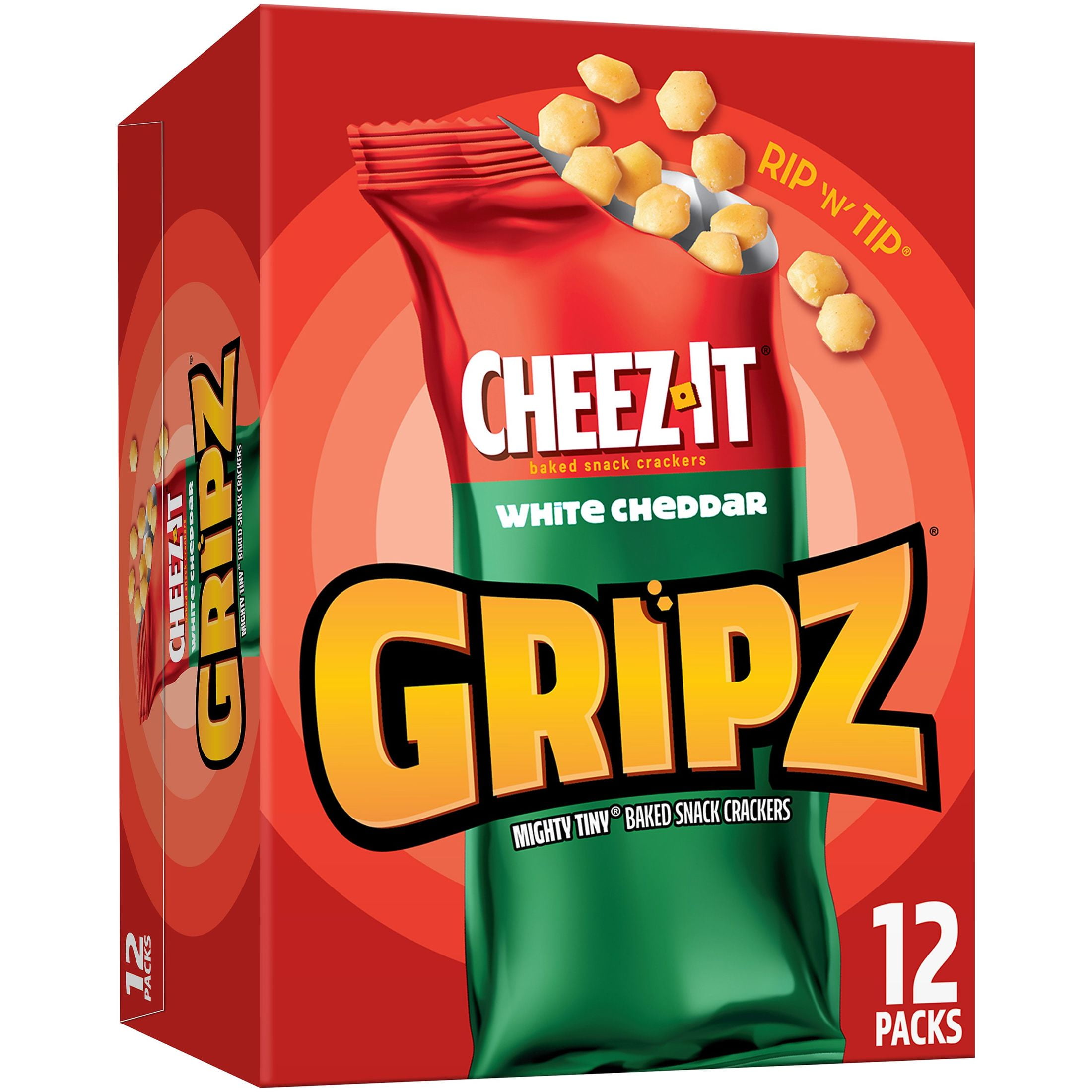 Gripz Cheez-It White Cheddar Mini Cheese Crackers, Kids Snacks, 12 ...