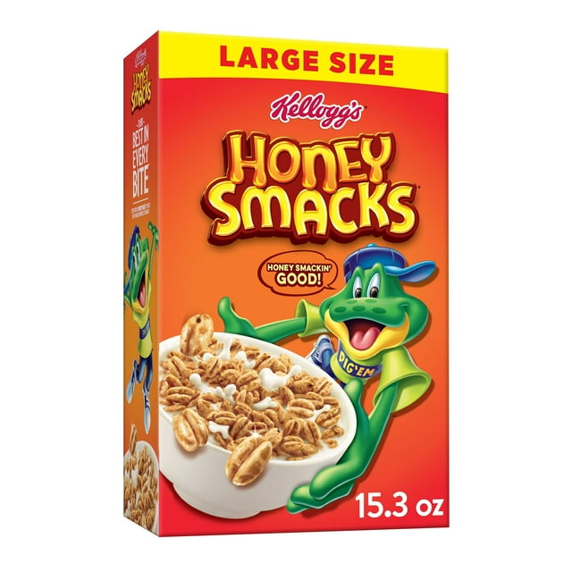 Kellogg's Honey Smacks, Original Cold Breakfast Cereal, Family Size, 15 ...