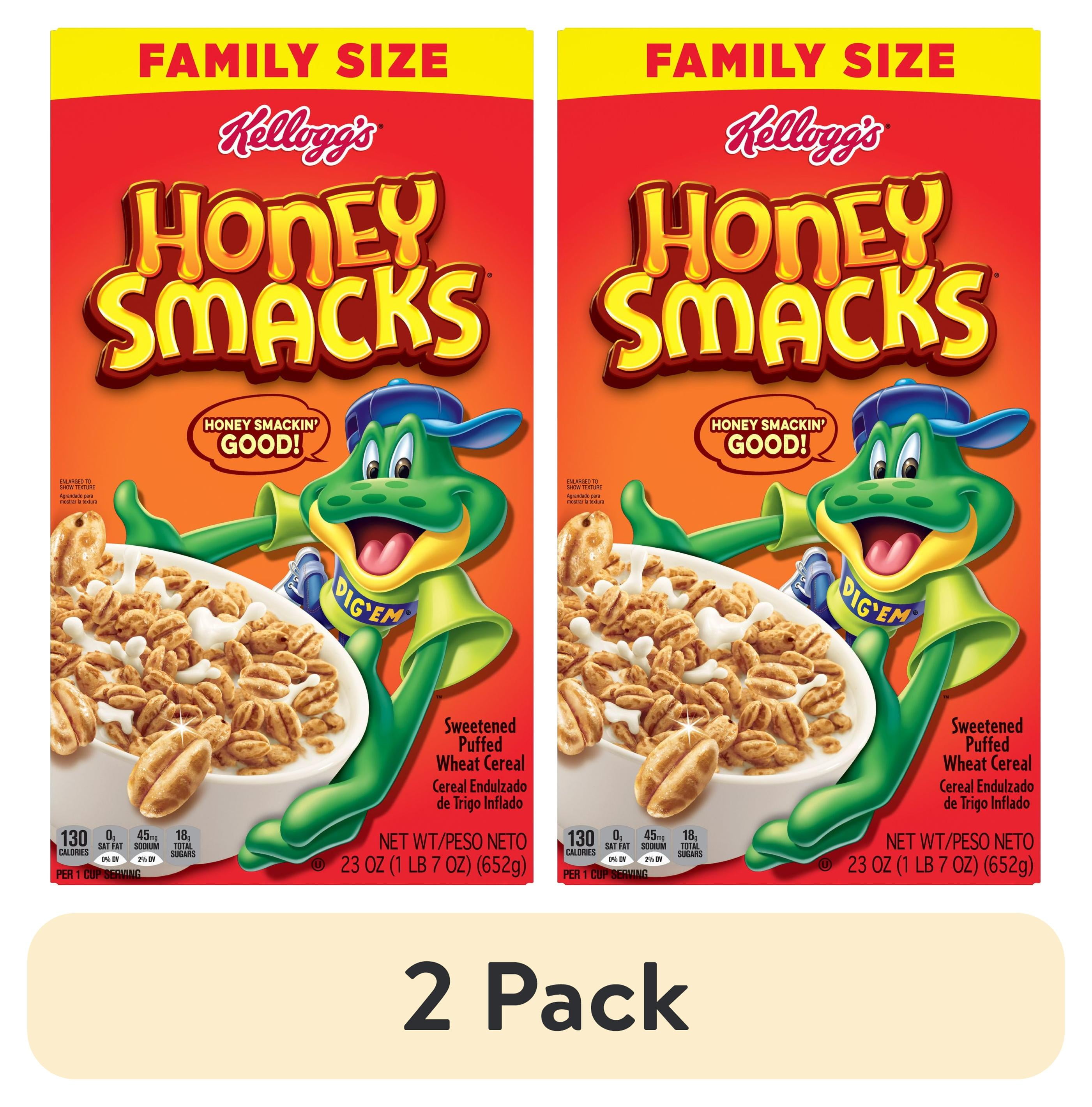 (2 pack) Kellogg's Honey Smacks Breakfast Cereal, Made with Whole Grain ...