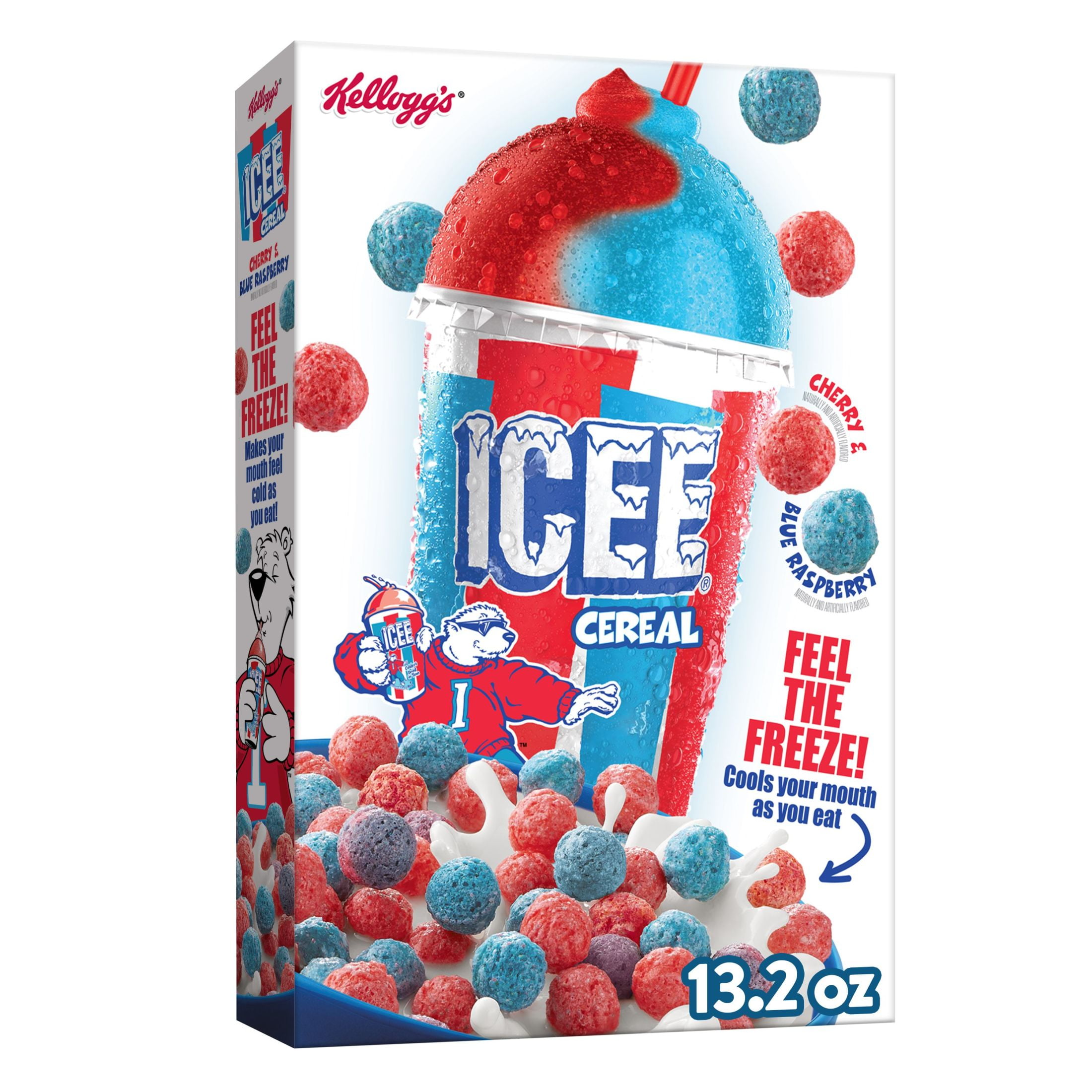 Kellogg's ICEE Cherry and Blue Raspberry Cold Breakfast Cereal, 13.2 oz ...