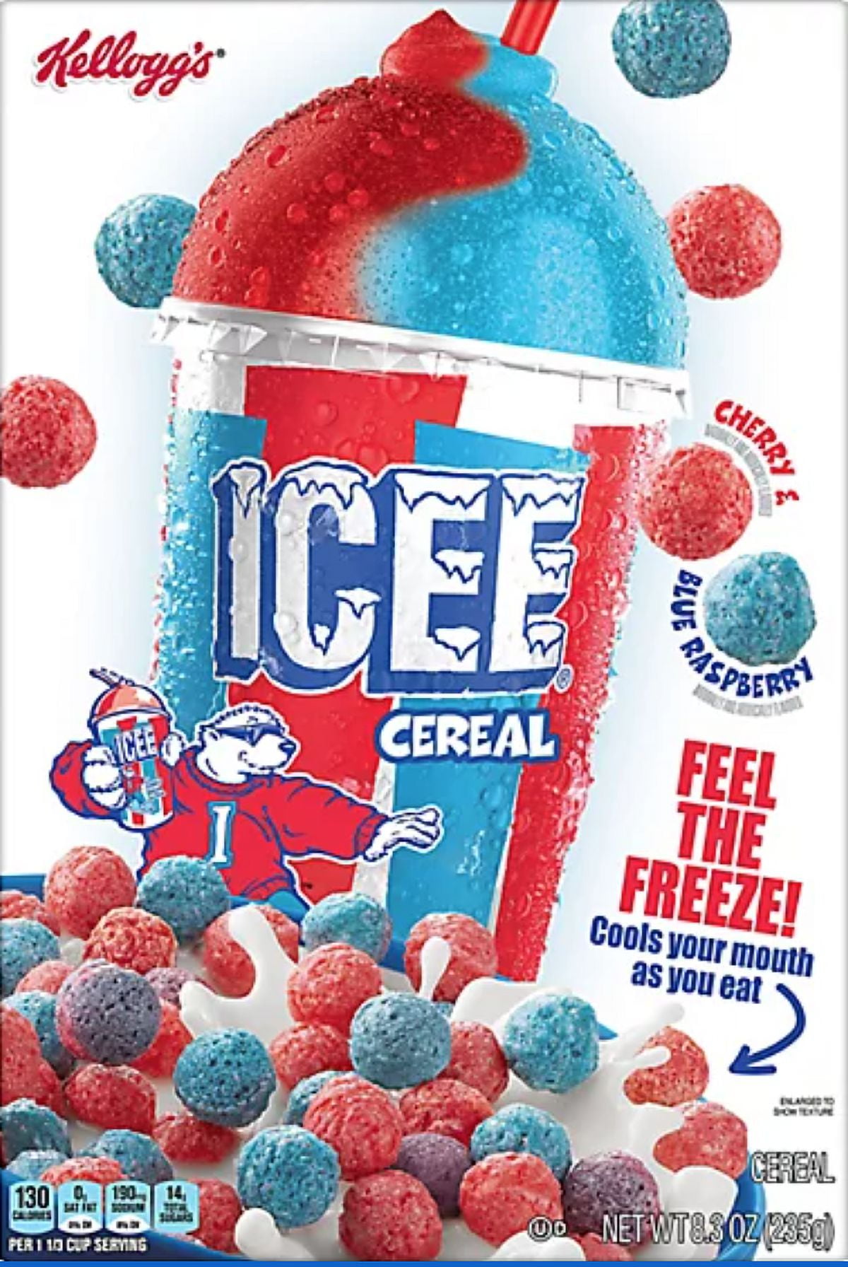 Kellogg's ICEE Mixed Berry Breakfast Cereal, Cherry & Blue Raspberry ...