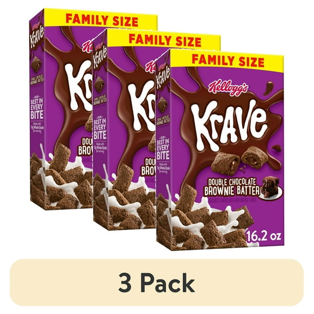 (3 pack) Kellogg's Krave Breakfast Cereal, 7 Vitamins and Minerals ...