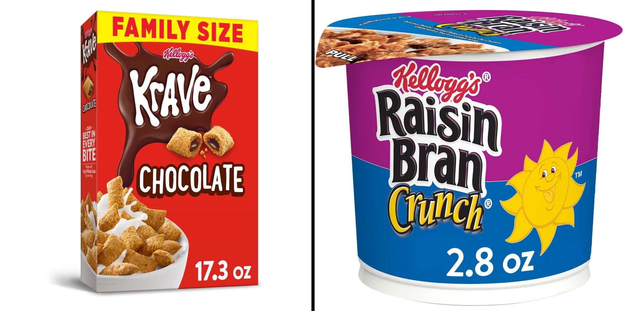 Kellogg's Krave Chocolate Cereal 17.3 oz & Kellogg's Raisin Bran Crunch ...
