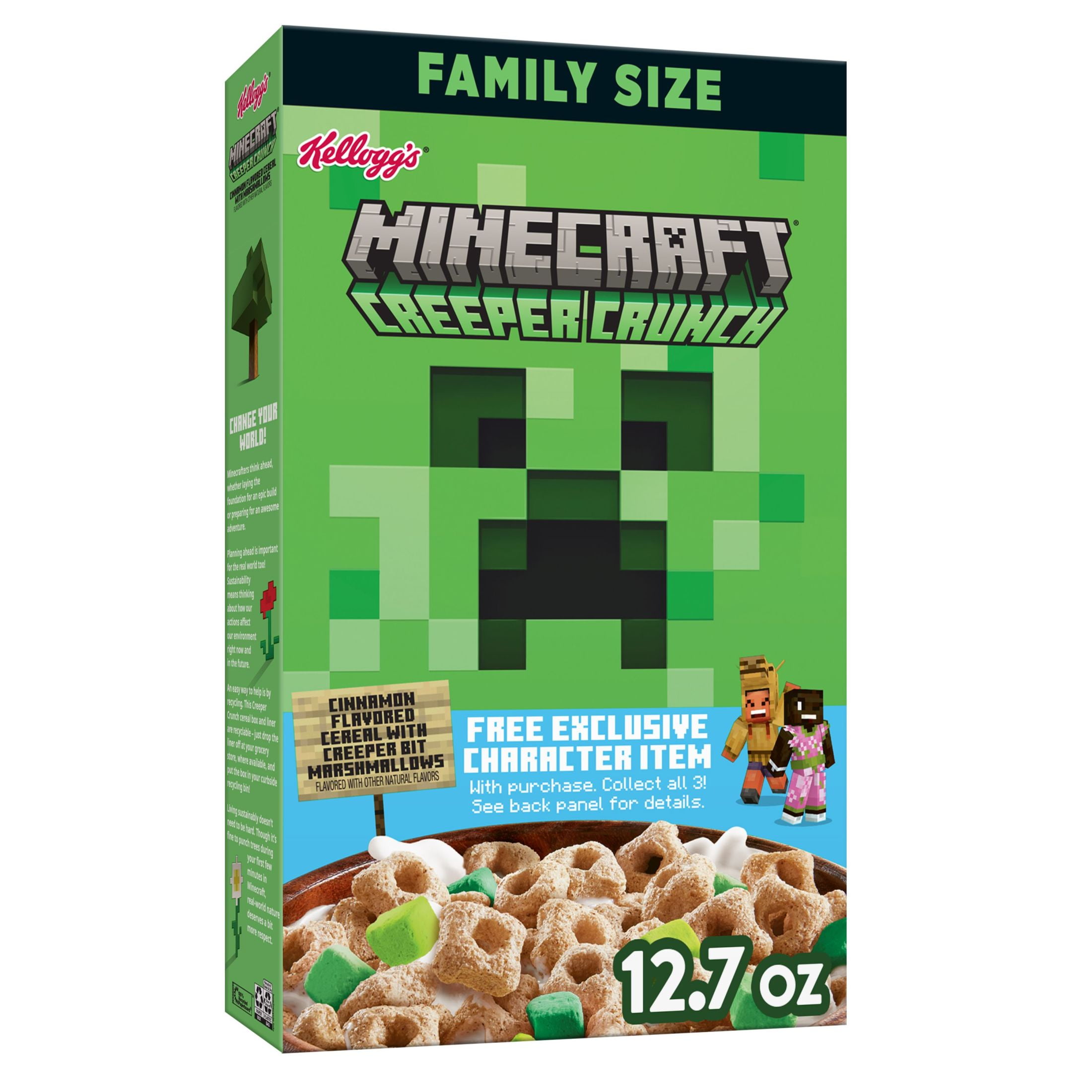 Kellogg's Minecraft Creeper Crunch Breakfast Cereal, Kids Cereal ...