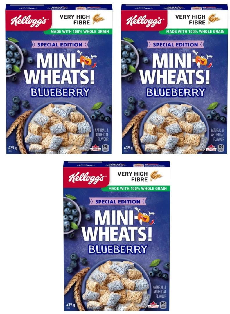 Kellogg's Mini-Wheats Cereal, Blueberry Flavor, 390g (3 Pack) - Walmart.com