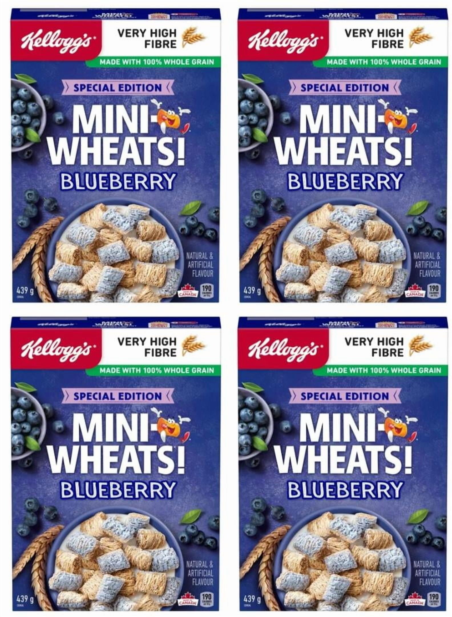 Kellogg's Mini-Wheats Cereal, Blueberry Flavor, 390g (4 Pack) - Walmart.com
