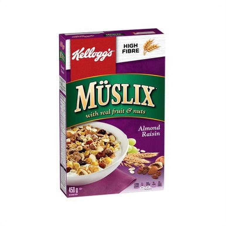 Kellogg's Muslix Almond Raisin Cereal, Whole Grain Flakes, 450g ...