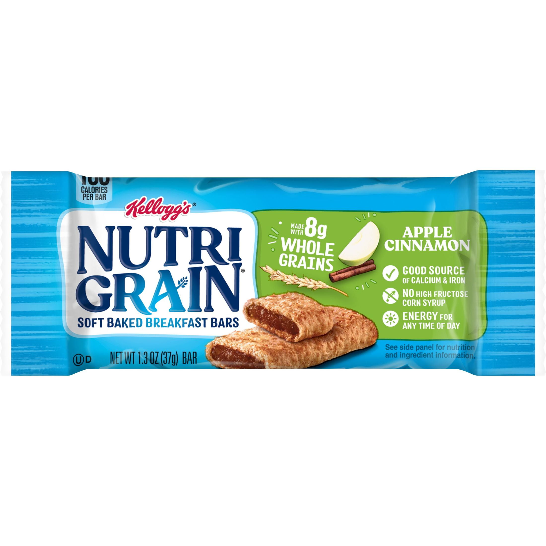 Kellogg's Nutri-Grain Apple Cinnamon Chewy Soft Baked Breakfast Bars, Ready-to-Eat, Made with ...
