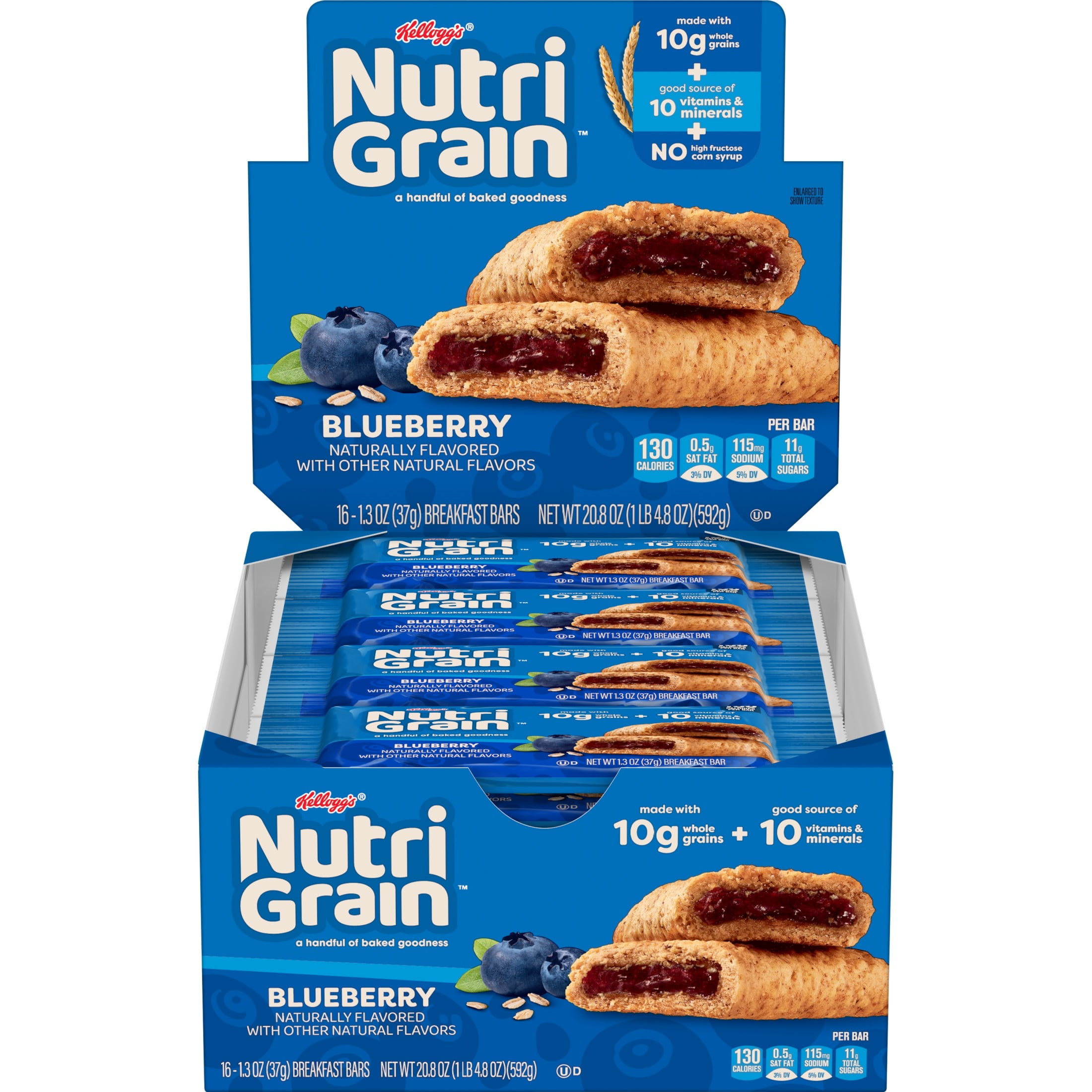 Kellogg's Nutri-Grain, Breakfast Bars, Blueberry, 20.8 oz, 16 ct ...