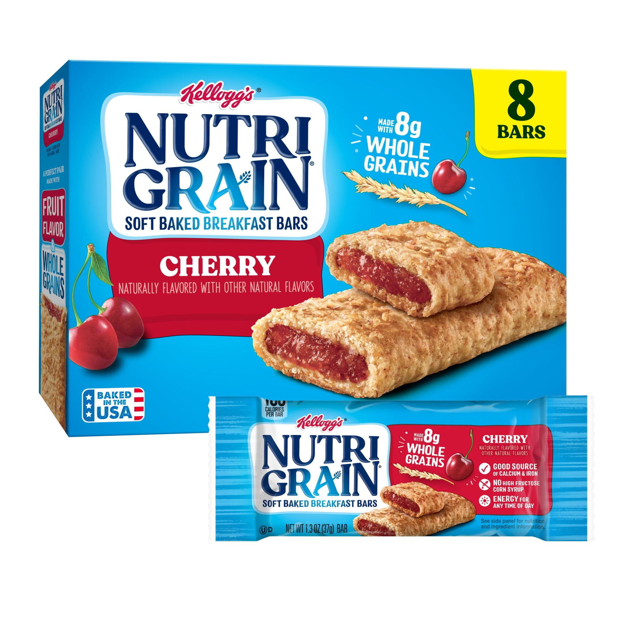 Kellogg's Nutri-Grain Cherry Chewy Soft Baked Breakfast Bars, Ready-to ...
