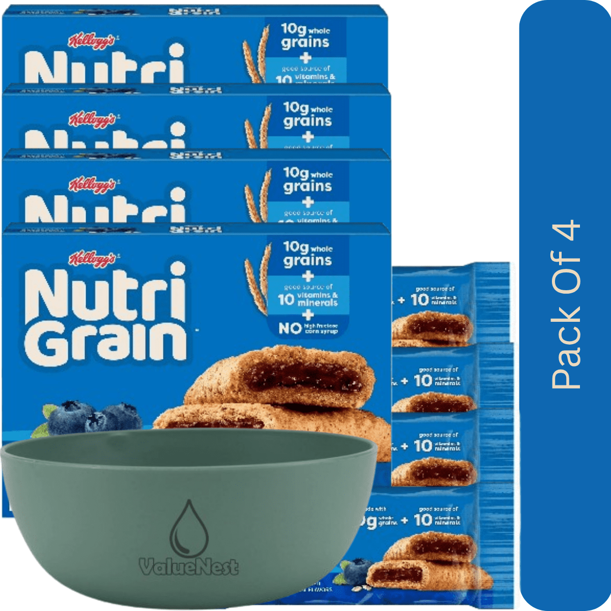 Kellogg’s Nutri-Grain Soft Baked Bars Blueberry Flavor, 8 Ct, 10g Whole ...