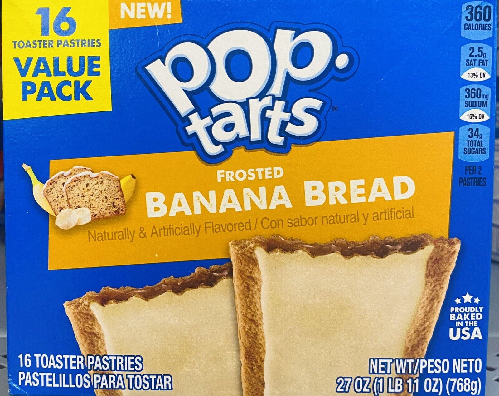 Kellogg's Pop Tarts FROSTED BANANA BREAD Toaster Pastries 27oz Box 16 ...