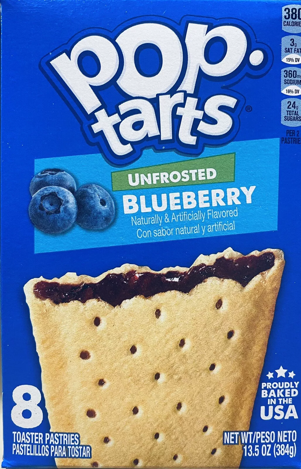 Kellogg's Pop Tarts UNFROSTED BLUEBERRY Toaster Pastries 8 Count 13.5 ...