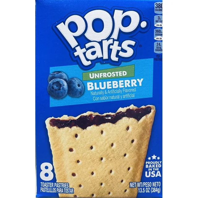 Kellogg's Pop Tarts UNFROSTED BLUEBERRY Toaster Pastries 8 Count 13.5 ...