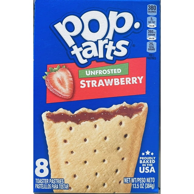 Kellogg's Pop Tarts UNFROSTED STRAWBERRY Toaster Pastries 8 Count 13.5 ...