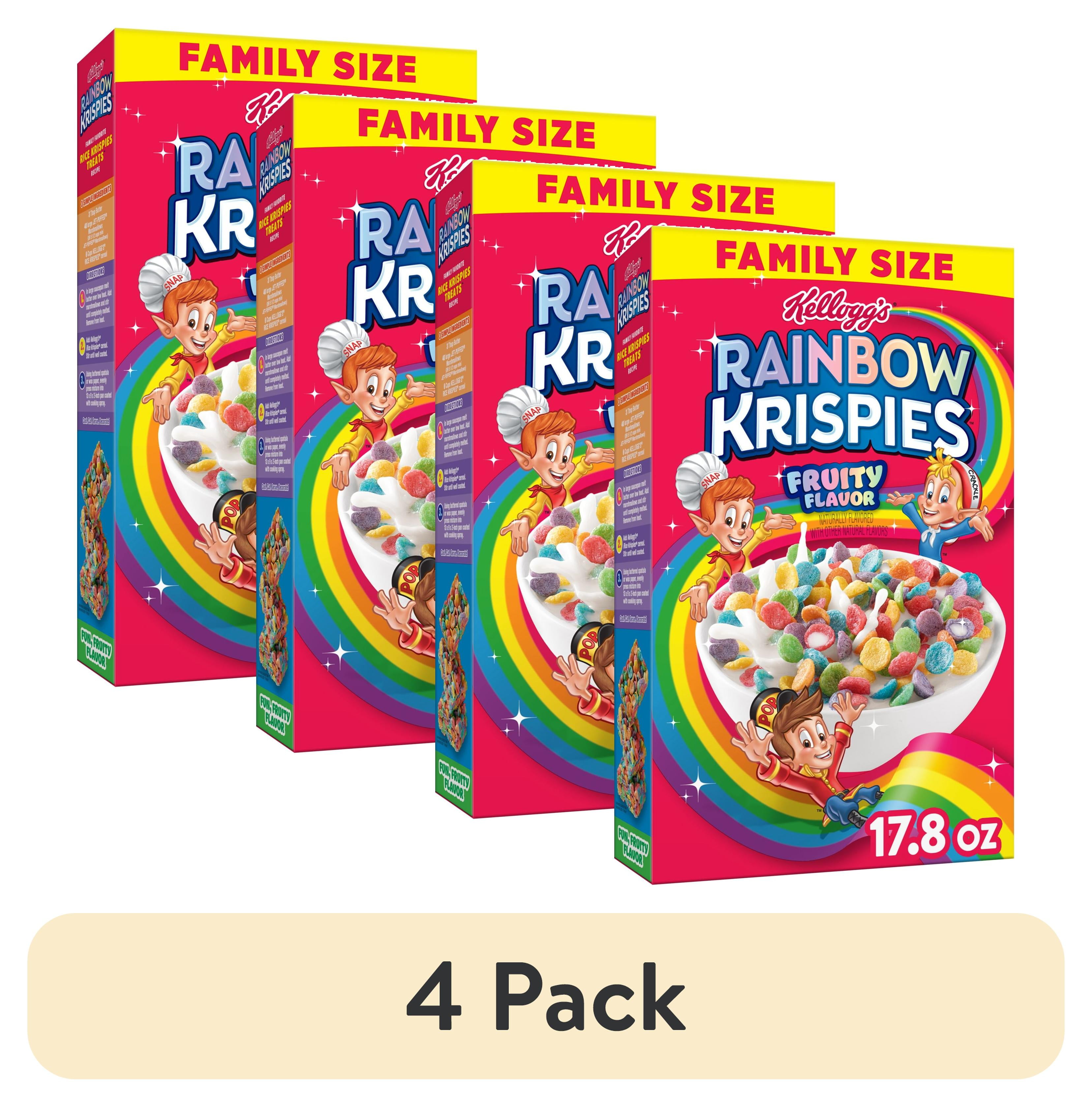 (4 pack) Kellogg's Rainbow Krispies Breakfast Cereal, Kids Snacks, Family Breakfast, Family Size ...