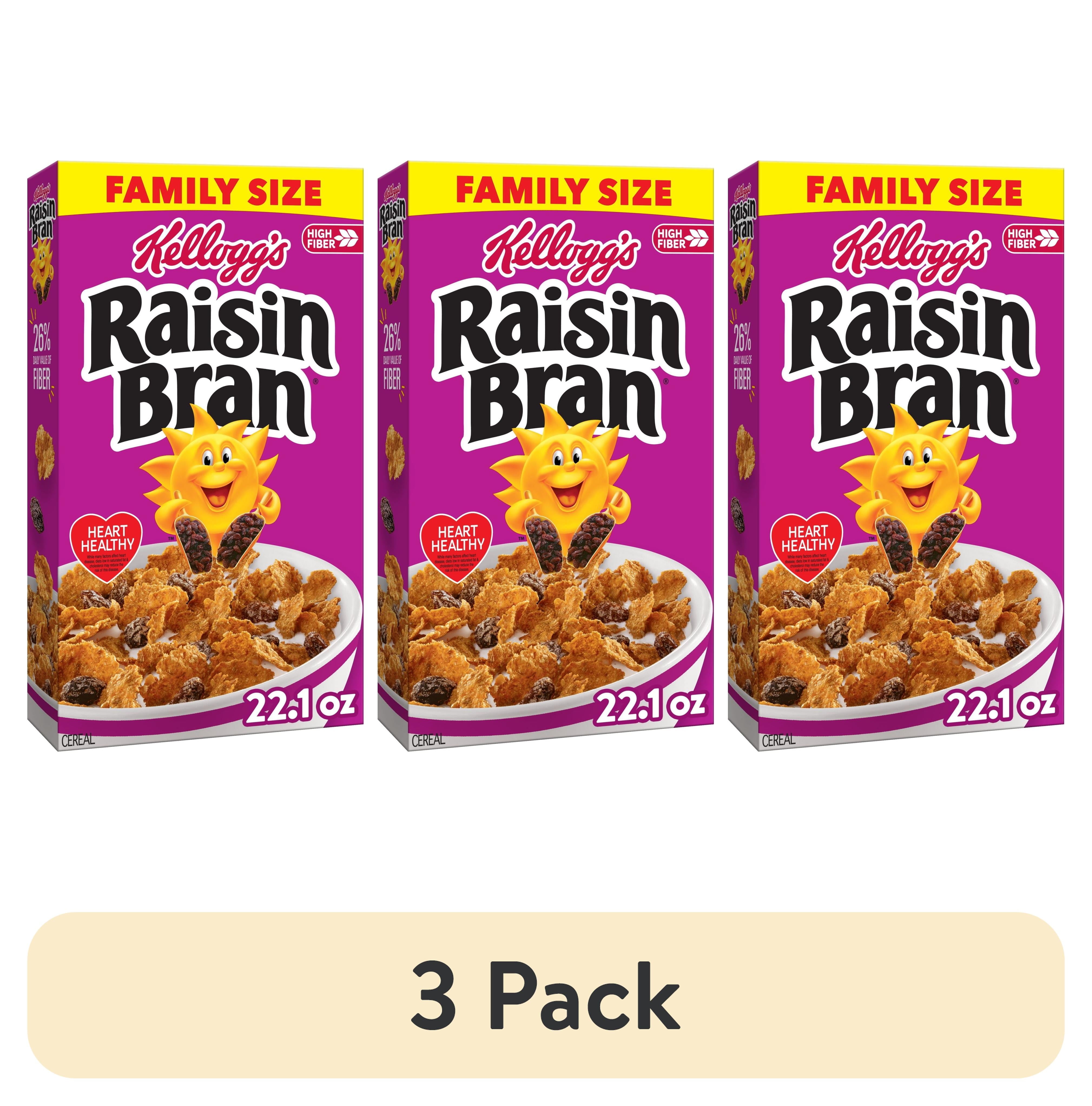(3 pack) Kellogg's Raisin Bran Breakfast Cereal, Fiber Cereal, Family ...