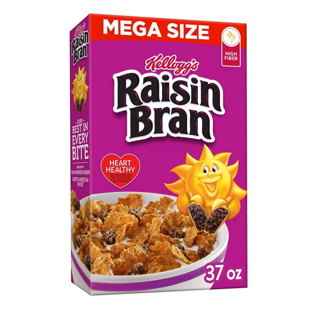 Kellogg's Raisin Bran Breakfast Cereal, High Fiber Cereal, Made with ...