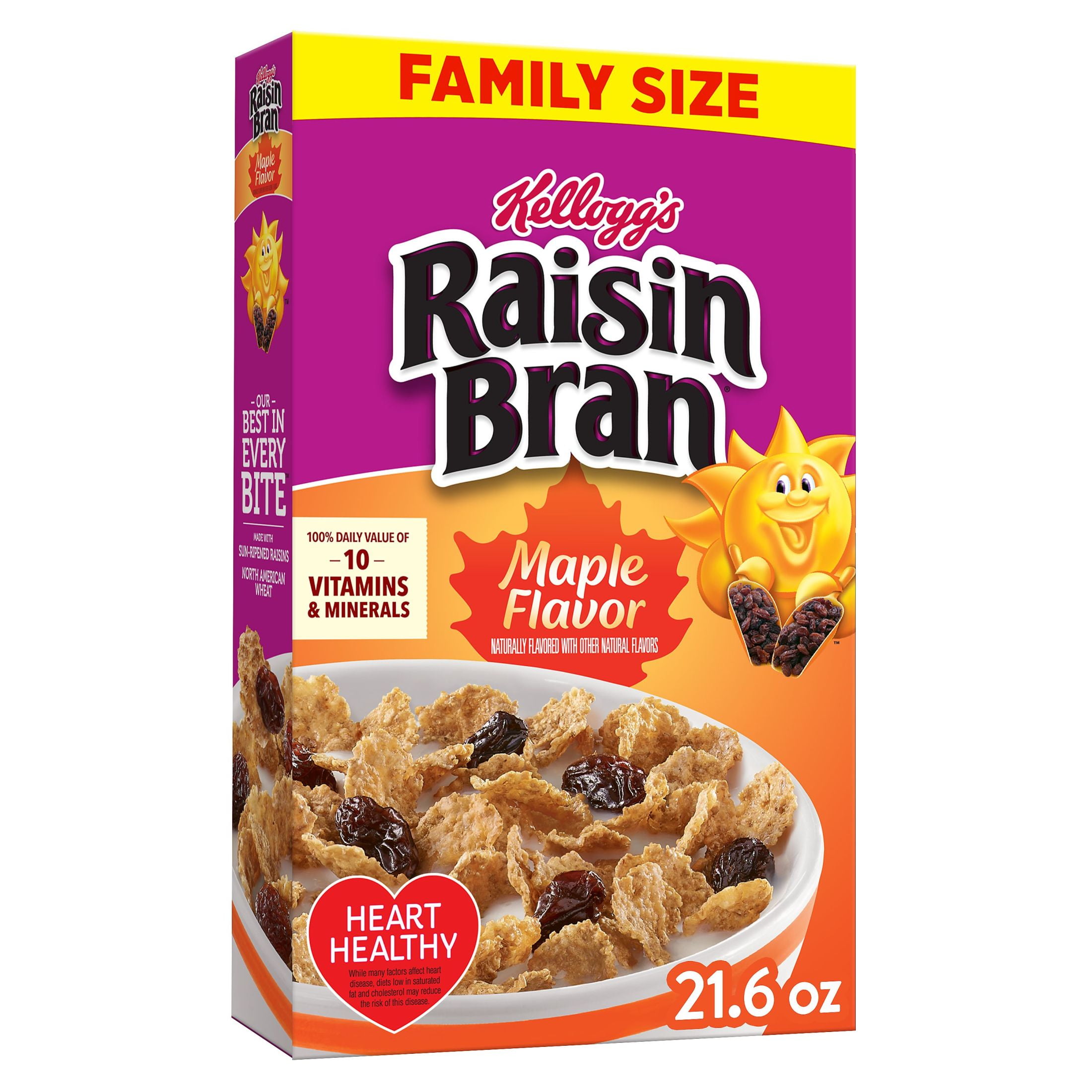 Kellogg's Raisin Bran Cold Breakfast Cereal, Family Size, Maple Flavor ...