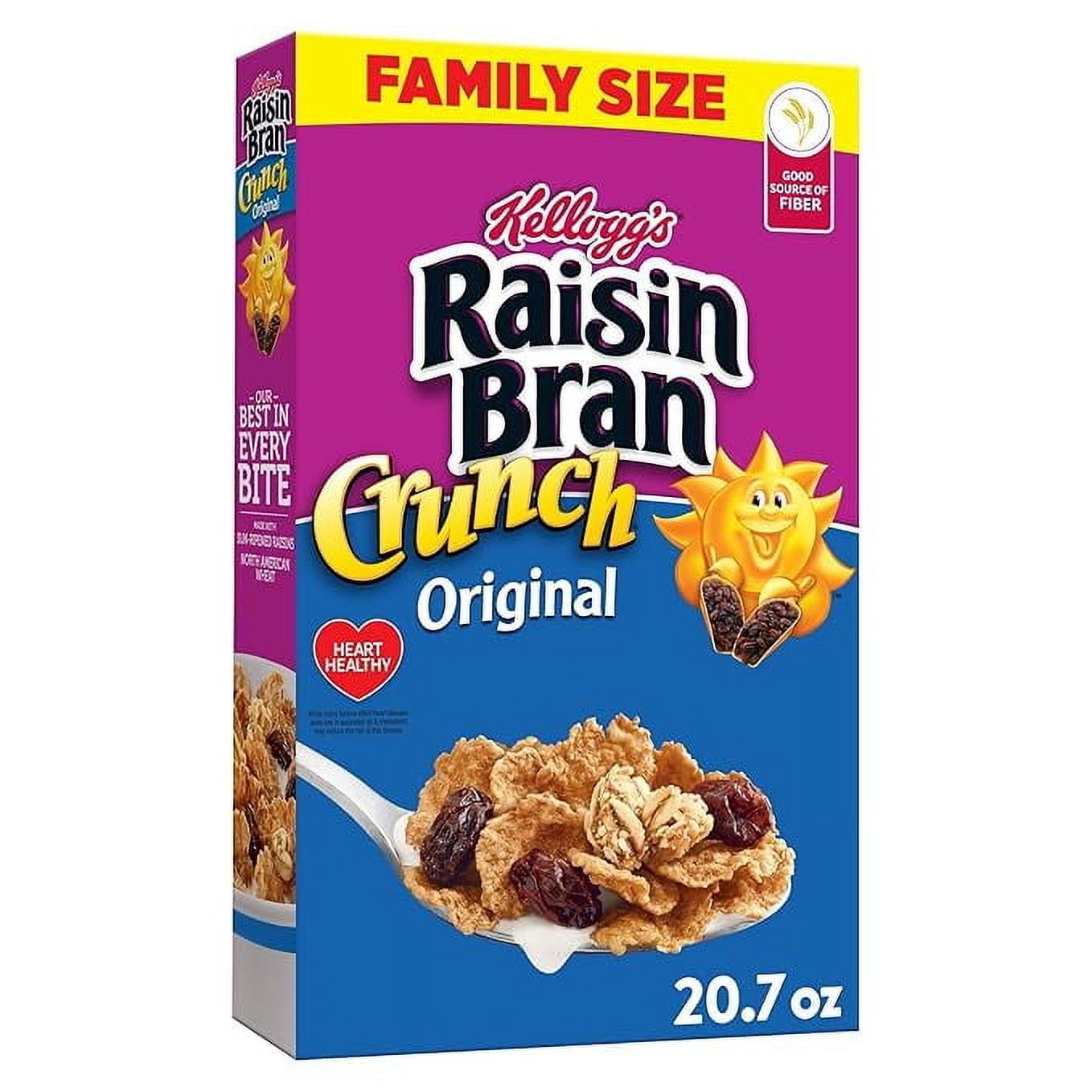 Kellogg's Raisin Bran Crunch Breakfast Cereal, Fiber Cereal, Family ...