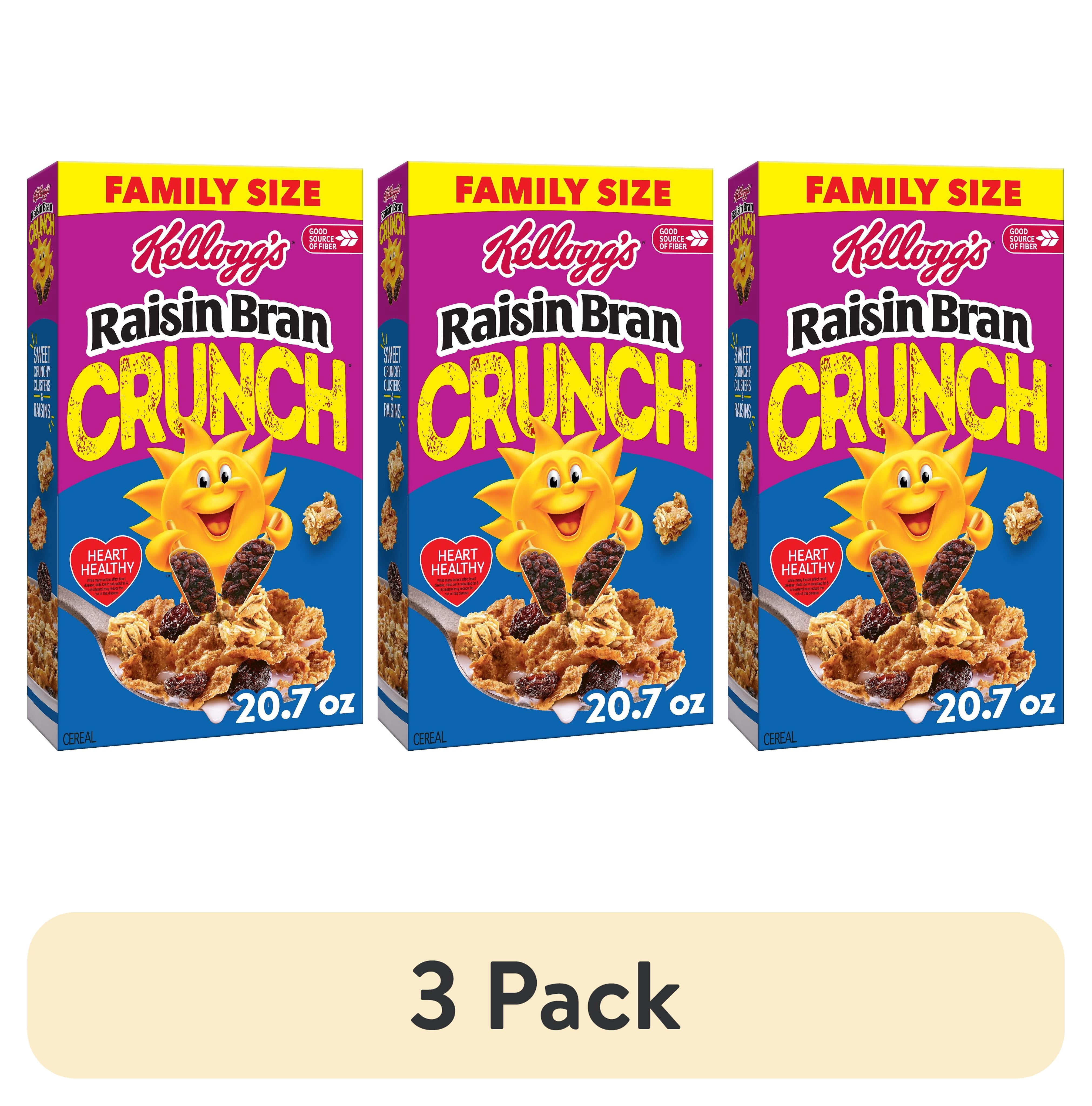 (3 pack) Kellogg's Raisin Bran Crunch Breakfast Cereal, Fiber Cereal ...