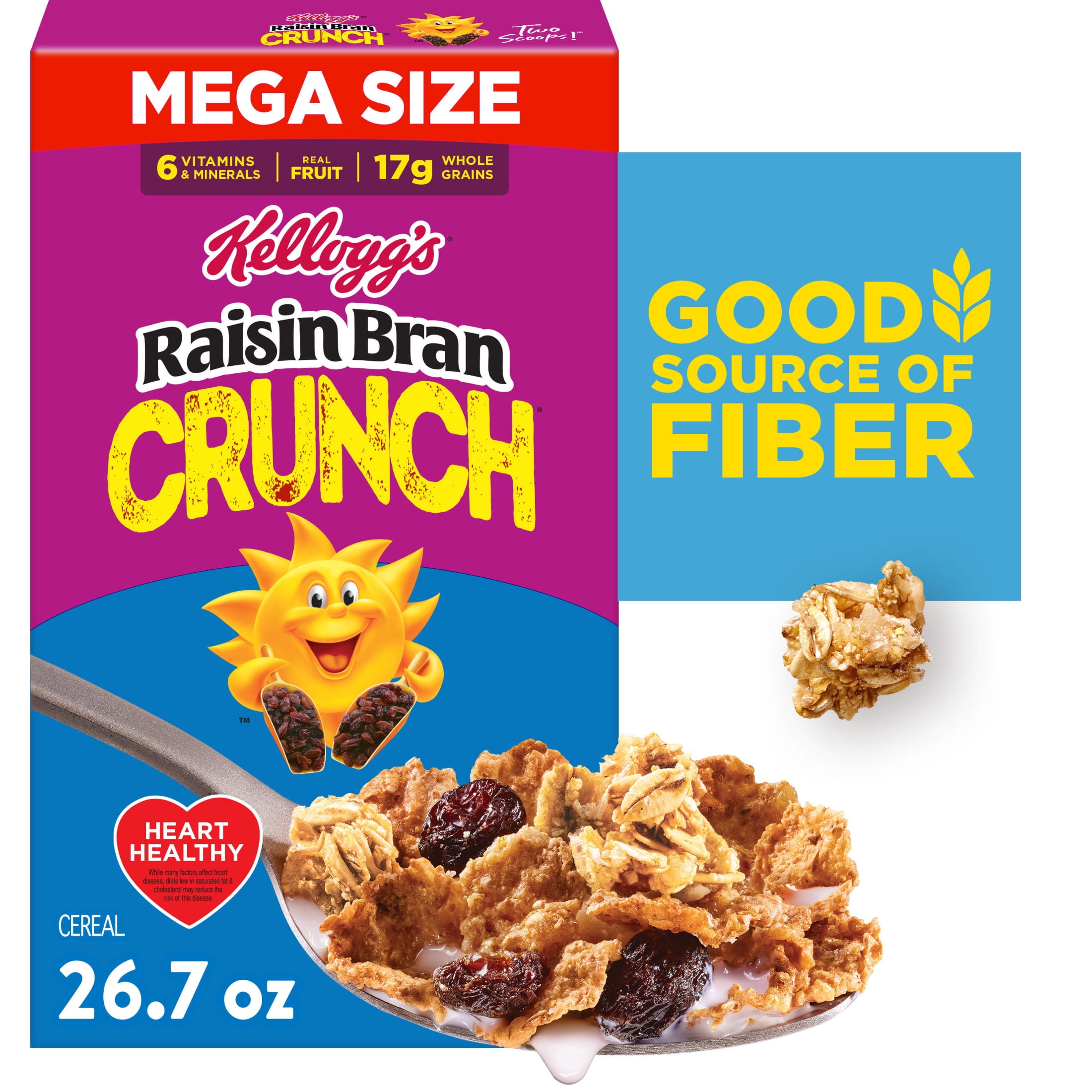 Kellogg's Raisin Bran Crunch Breakfast Cereal, Good Source of Fiber ...