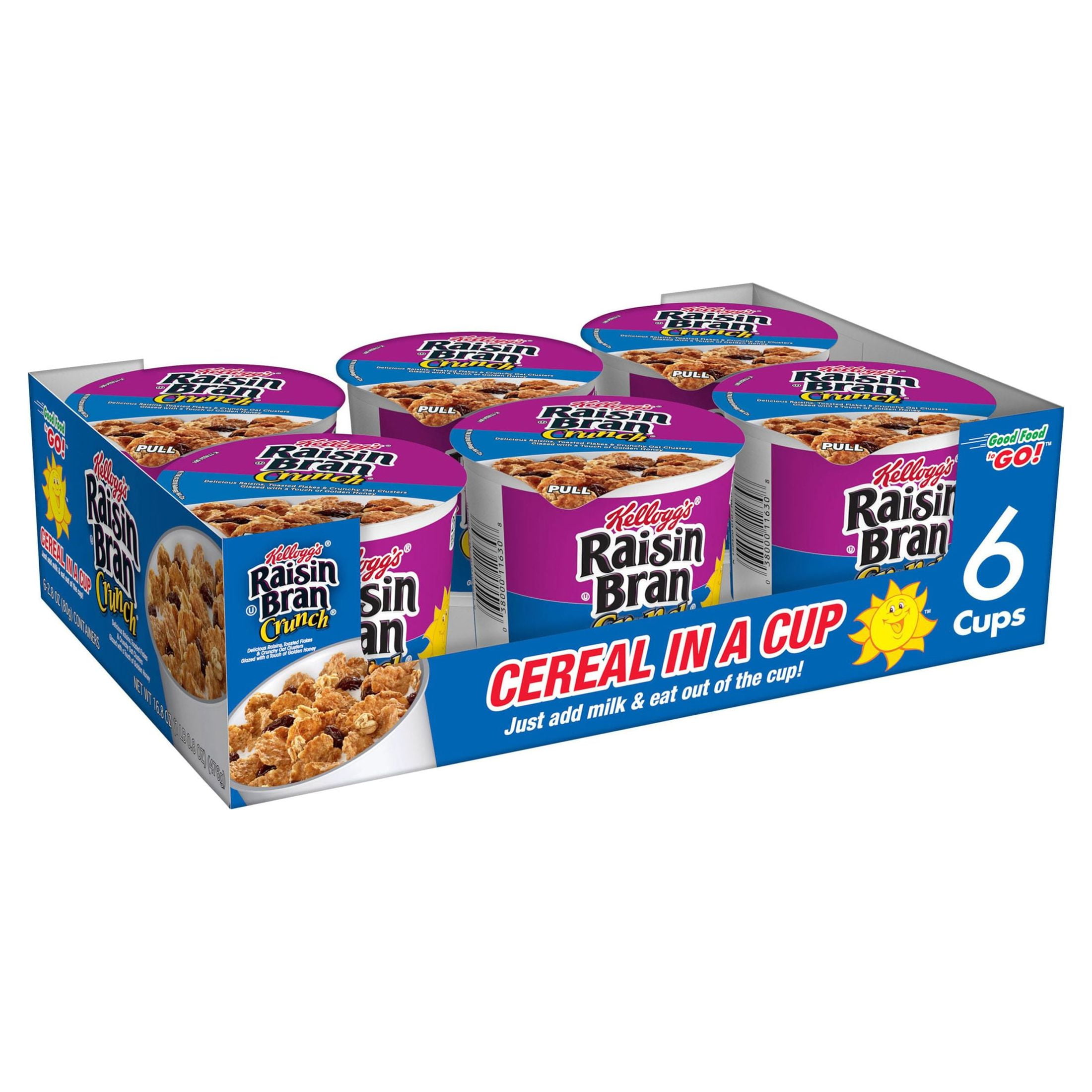 Kellogg's Raisin Bran Crunch Breakfast Cereal Cups, Fiber Cereal, Made ...
