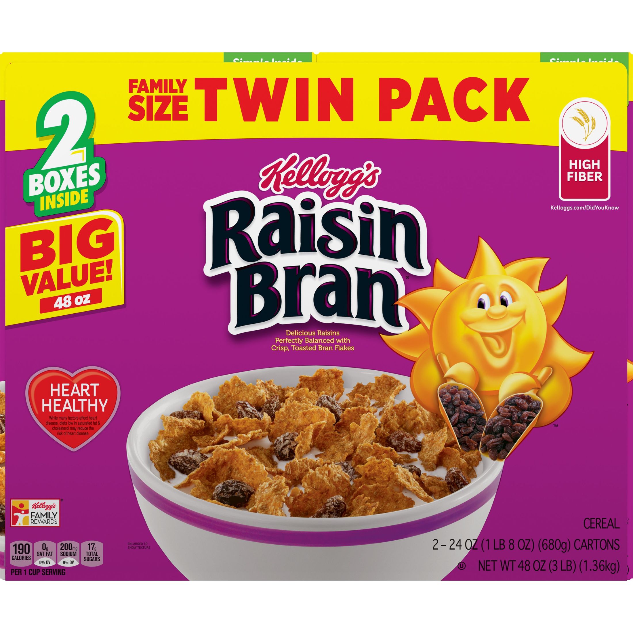 Kellogg's Raisin Bran Original Cold Breakfast Cereal, Excellent Source ...