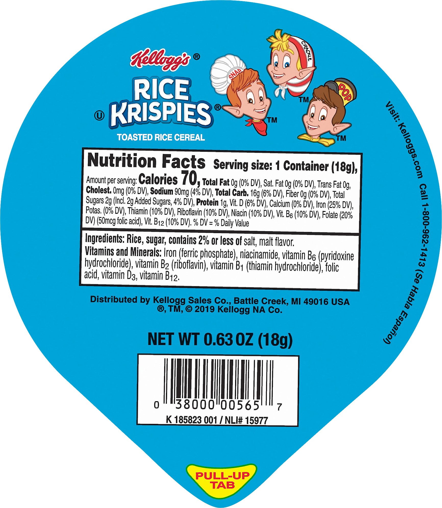 Kellogg's Rice Krispies Original Breakfast Cereal, .63 oz Tub - Walmart.com