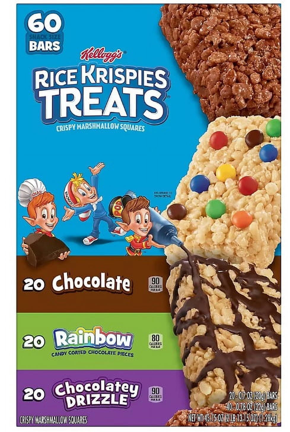 Kellogg's Rice Krispies Treats Marshmallow Snack Bars Variety Pack, 60 ...
