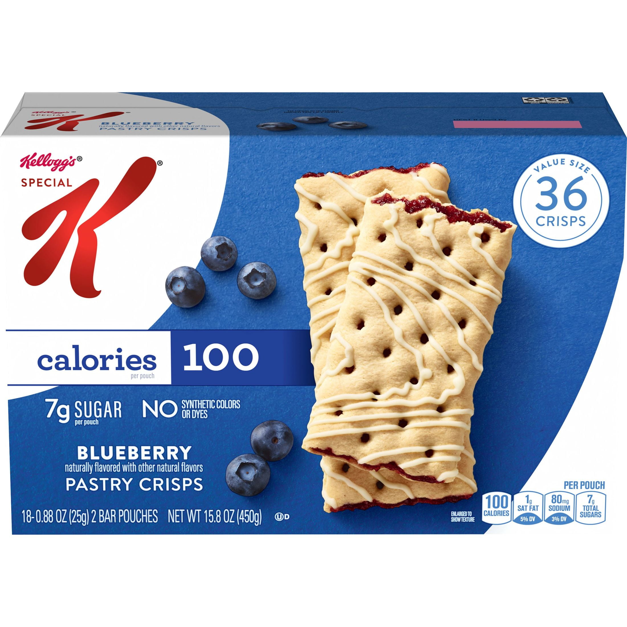 Special K Bar Blueberry Chewy Pastry Crisps, 100 Calories, 15.84 oz, 36 ...