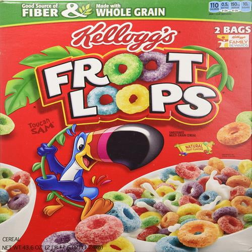 Kelloggs Froot Loops Cereal 43.6 Total Ounce Two Bag Value Box ...