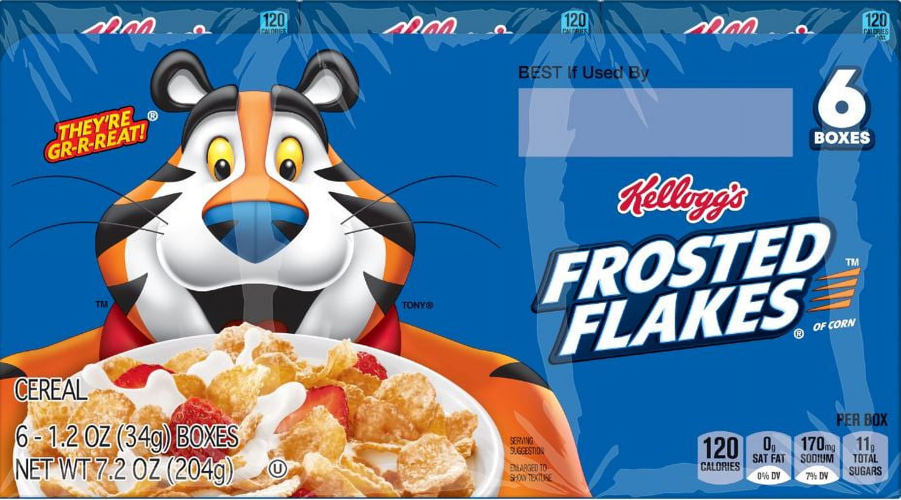 Kelloggs Frosted Flakes Original Breakfast Cereal Handy Packs, 7.2 oz 6 ...