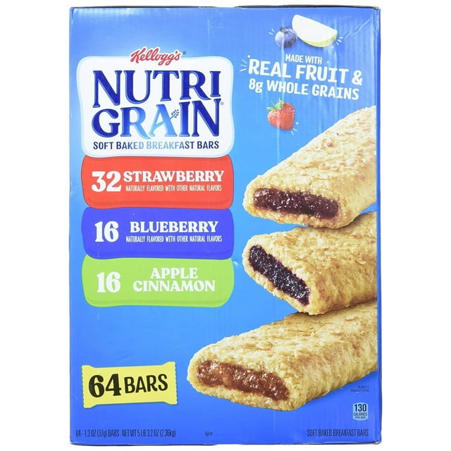 Kelloggs Nutri-Grain Soft Baked Breakfast Bar Variety Pack 1.3 Ounce 64 Count - Walmart.com