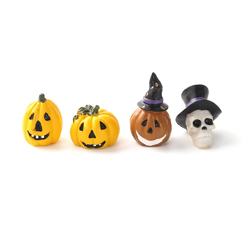 Kelly Bro 4Pcs Aquarium Ornament Pumpkin Skeleton Head Figurine Fish ...