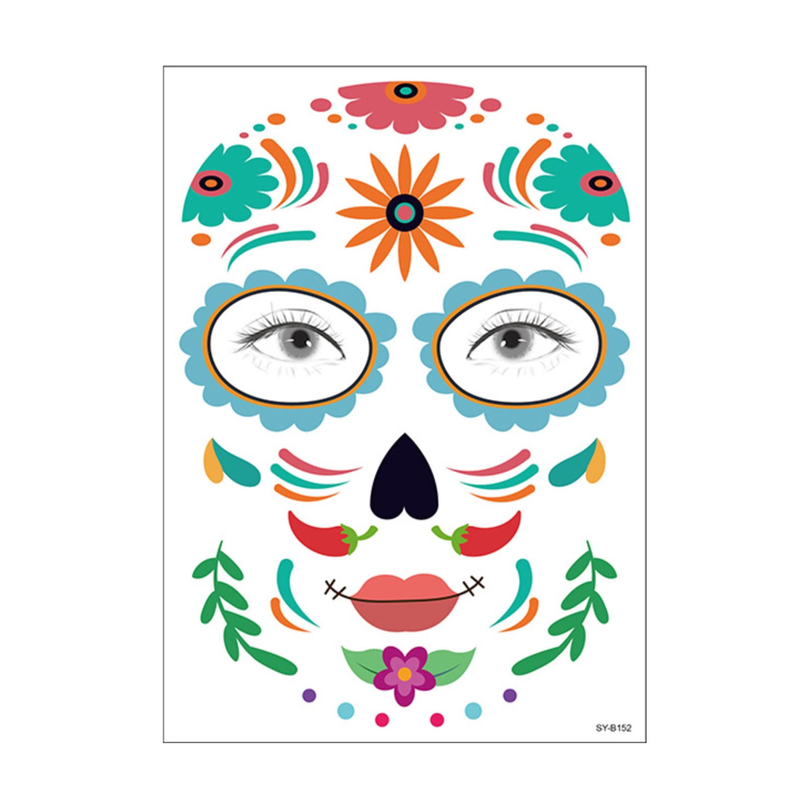 Kelly Bro Colorful Temporary Face Makeup Stickers Day Of The Dead Sugar ...