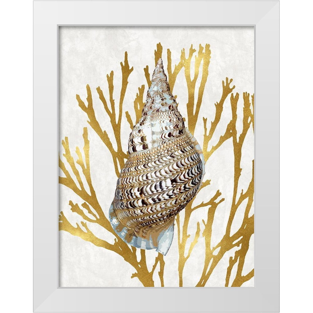 Frame To Wall, Kelly Caroline Shell Coral Gold I Art Print, White Wood ...