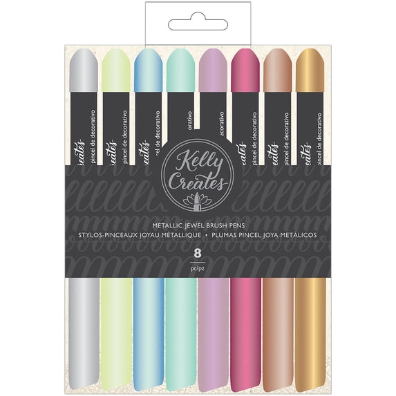 Kelly Creates Metallic Jewel Brush Pens 8/Pkg- - Walmart.com