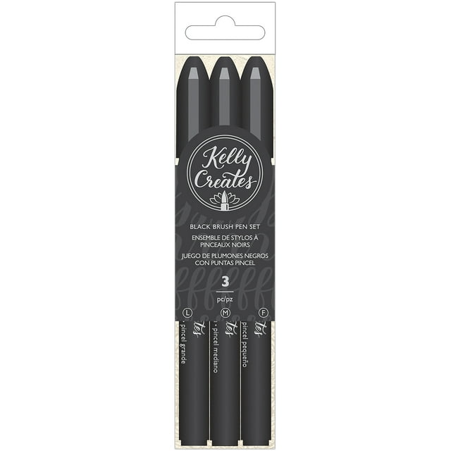 Kelly Creates Small Brush Pens 3/Pkg-Black; Fine, Medium & Bold Brush ...