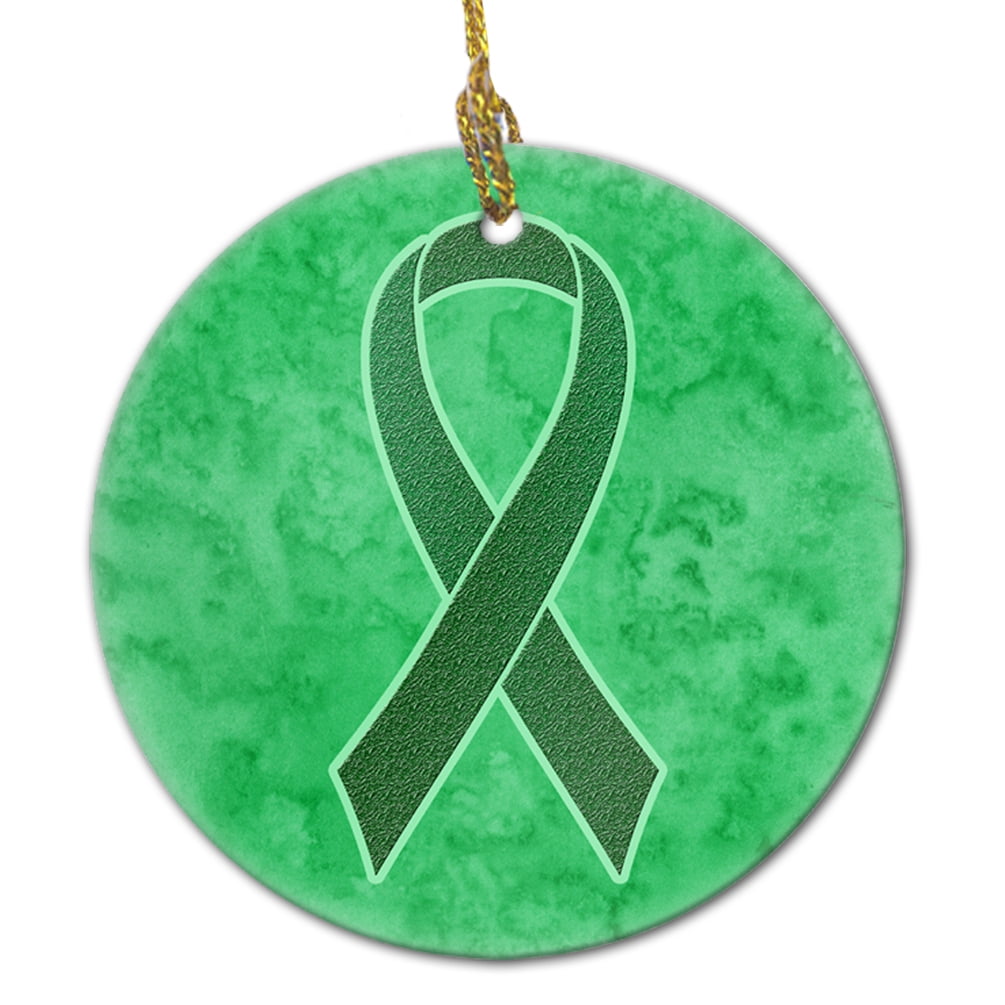 Kelly Green Ribbon for Kidney Cancer Awareness Ceramic Ornament ...