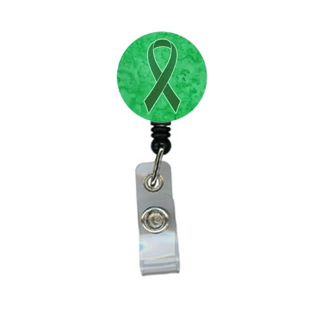 Kelly Green Ribbon for Kidney Cancer Awareness Retractable Badge Reel ...
